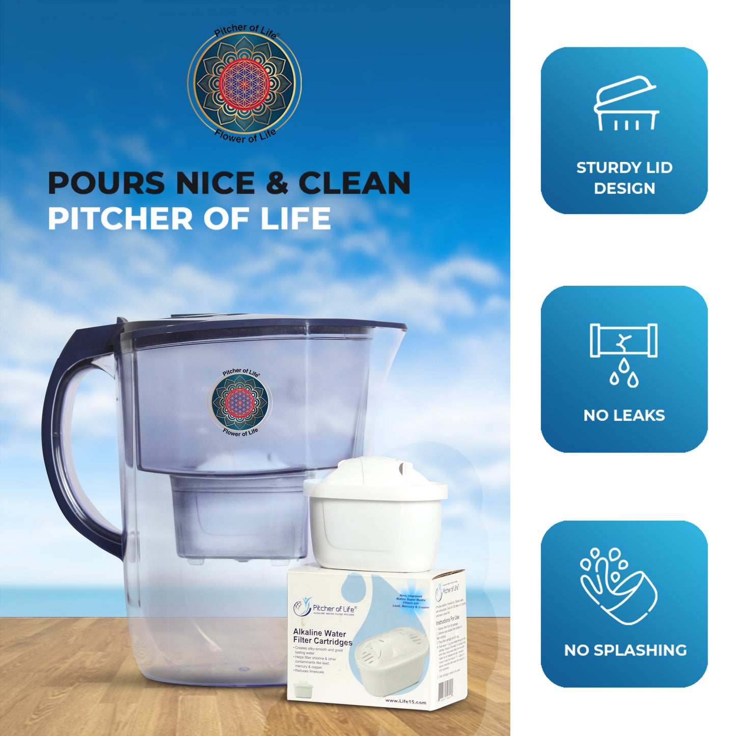 Alkaline Water PITCHER OF LIFE® with Flower of Life – lifescienceswater